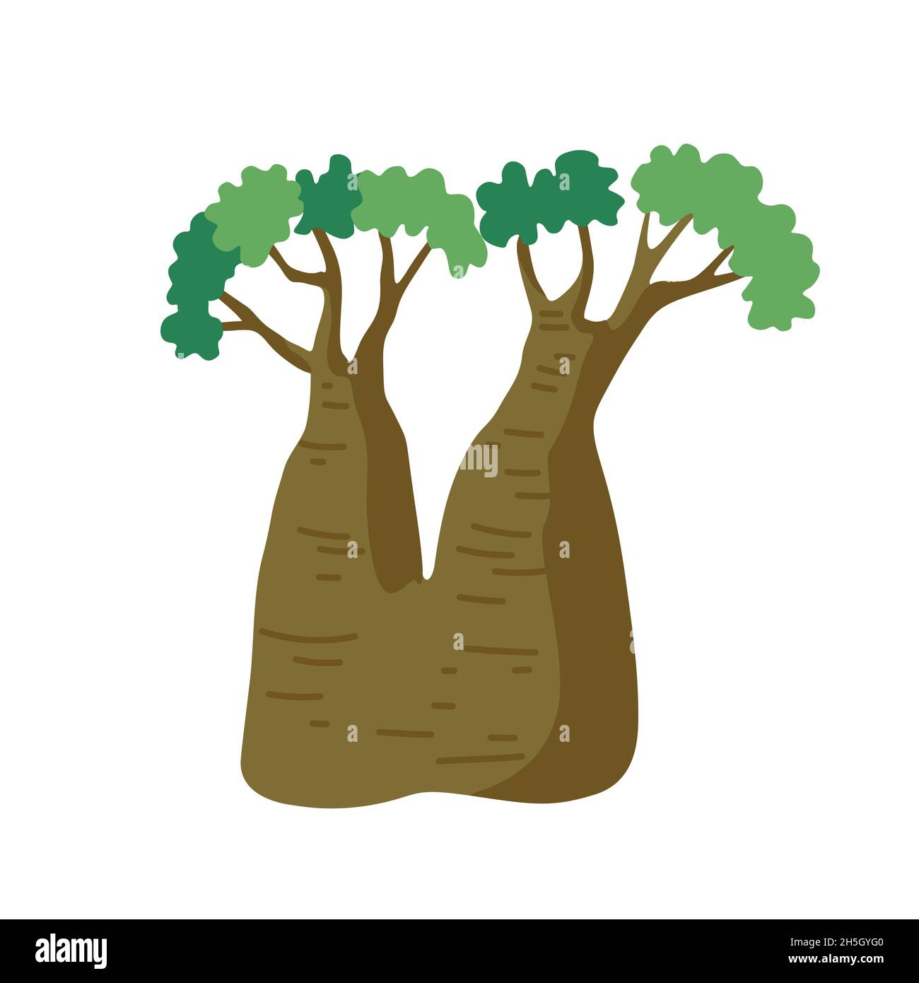 Cute baobab isolated on white background. Hand drawn vector ...