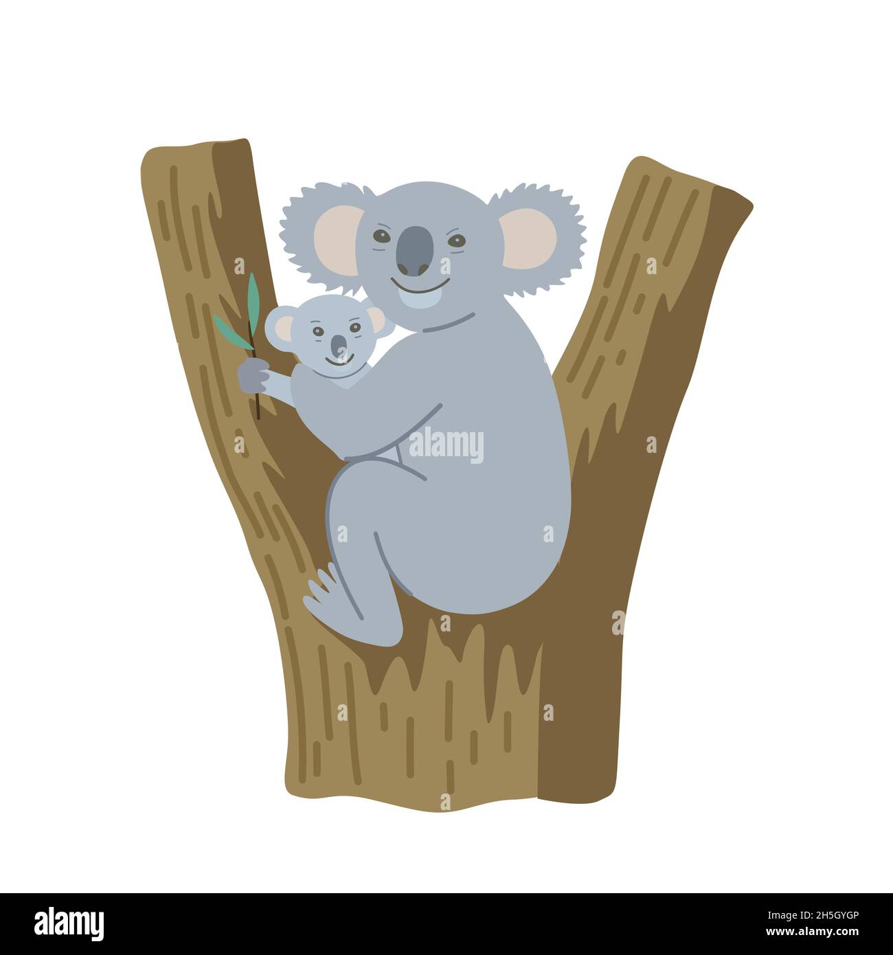 Koala Cartoon Auf Baum Cute Cartoon Koala Baby Sitzt Auf Einem Baum