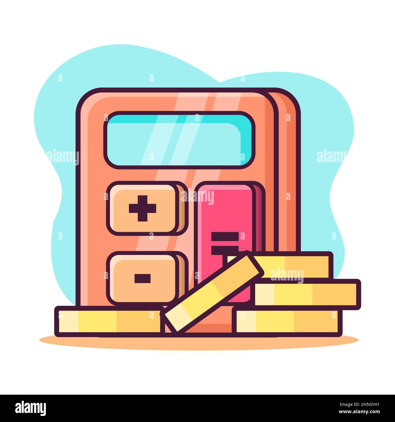 calculator with coin for business concept isolated cartoon vector ...