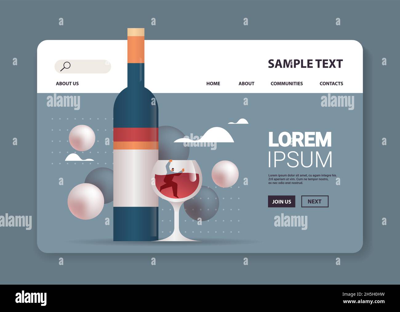 alcoholic man trapped in glass with wine alcohol addiction concept ...