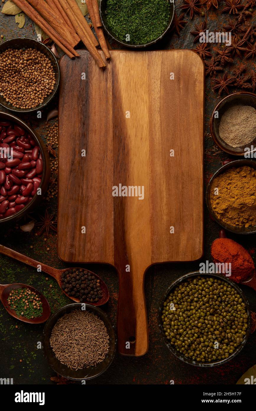 spices concept numerous types of spices power and pieces being ...