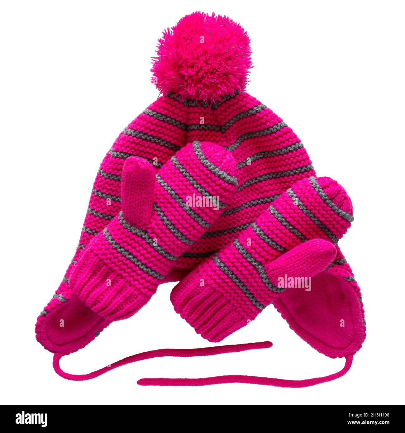 Set of hat and mittens for child isolated on white background. Children ...