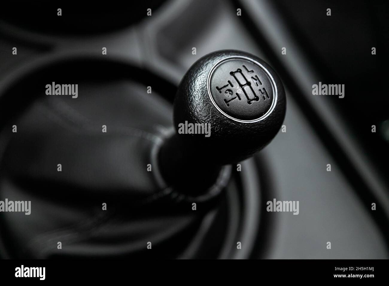 Close-up view of the automatic gearbox lever. Interior car, automatic ...