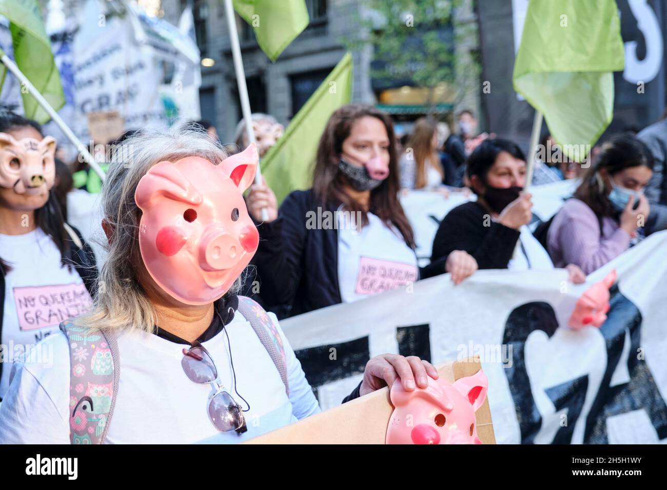 Buenos Aires, Argentina; Sept 24, 2021: Global Climate Strike, a woman ...