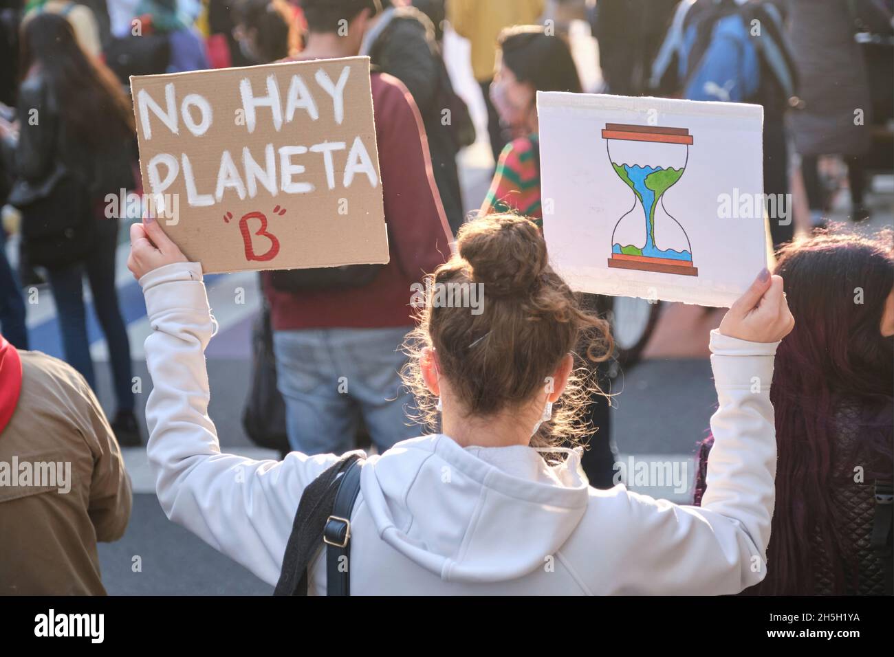 Buenos Aires, Argentina; Sept 24, 2021: Global Climate Strike, woman ...