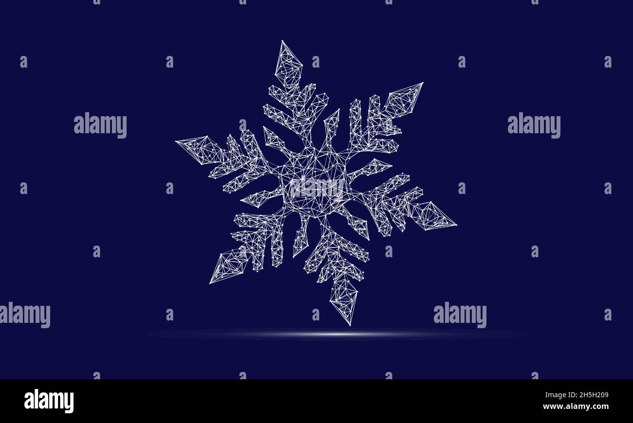 Geometric polygonal shape White vector of Snowflake. Consisting of ...