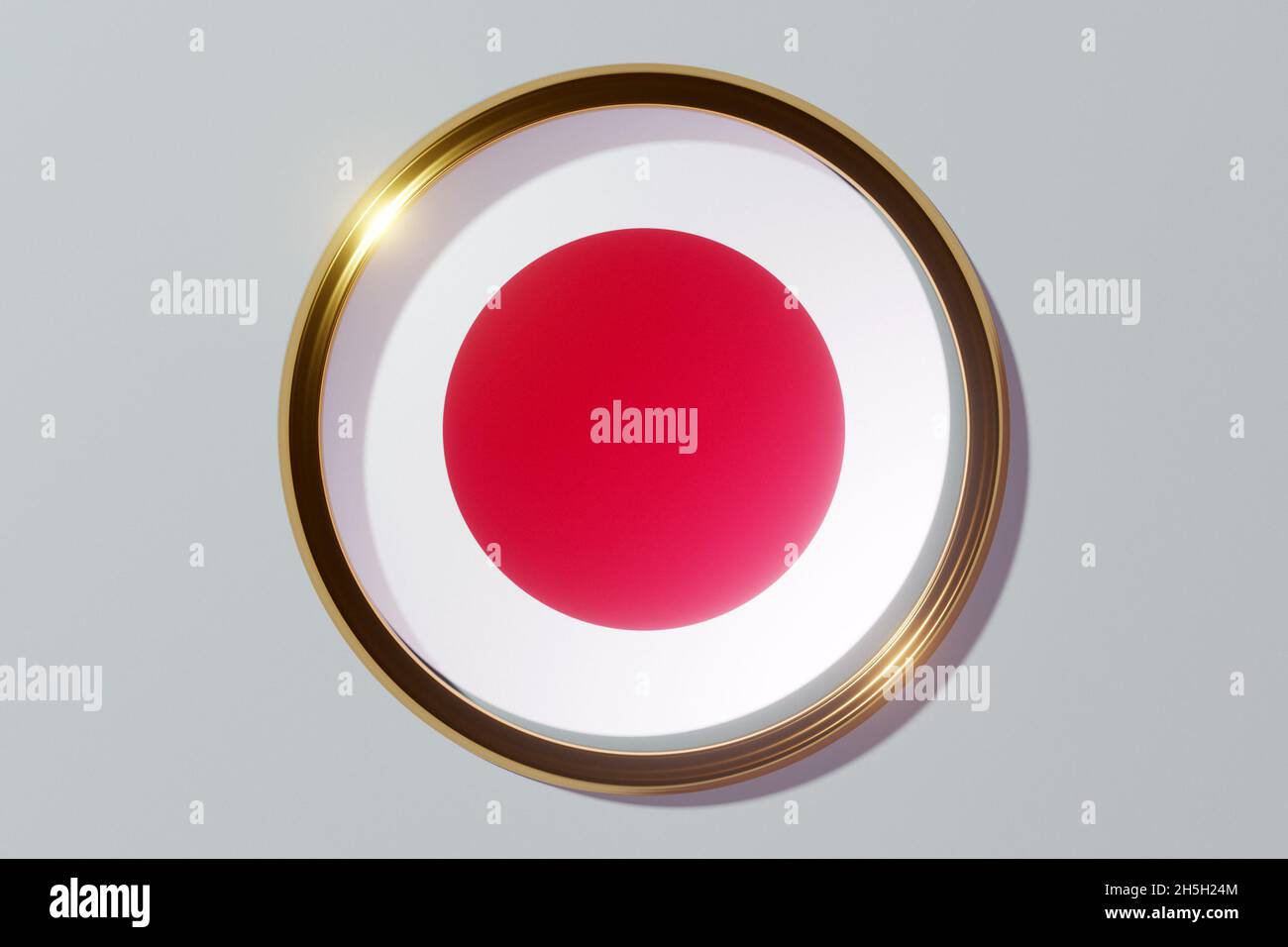 The national flag of Japan in the form of a round window. Flag in the ...