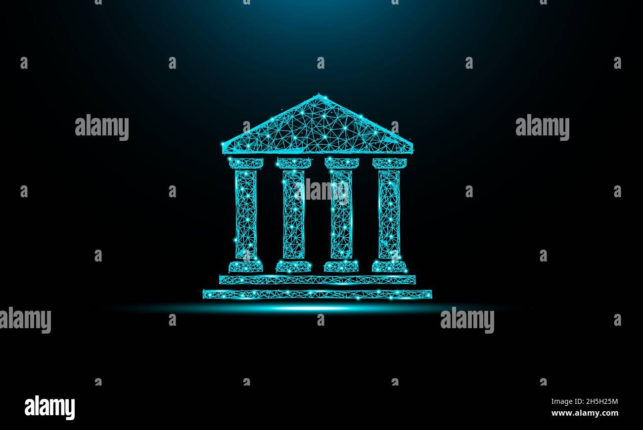 Geometric shape futuristic polygonal vector of bank icon in the form of ...