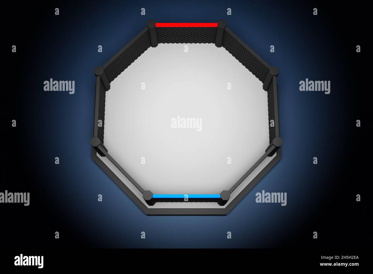 3D illustration MMA octagon on the light on black background . Fighting ...