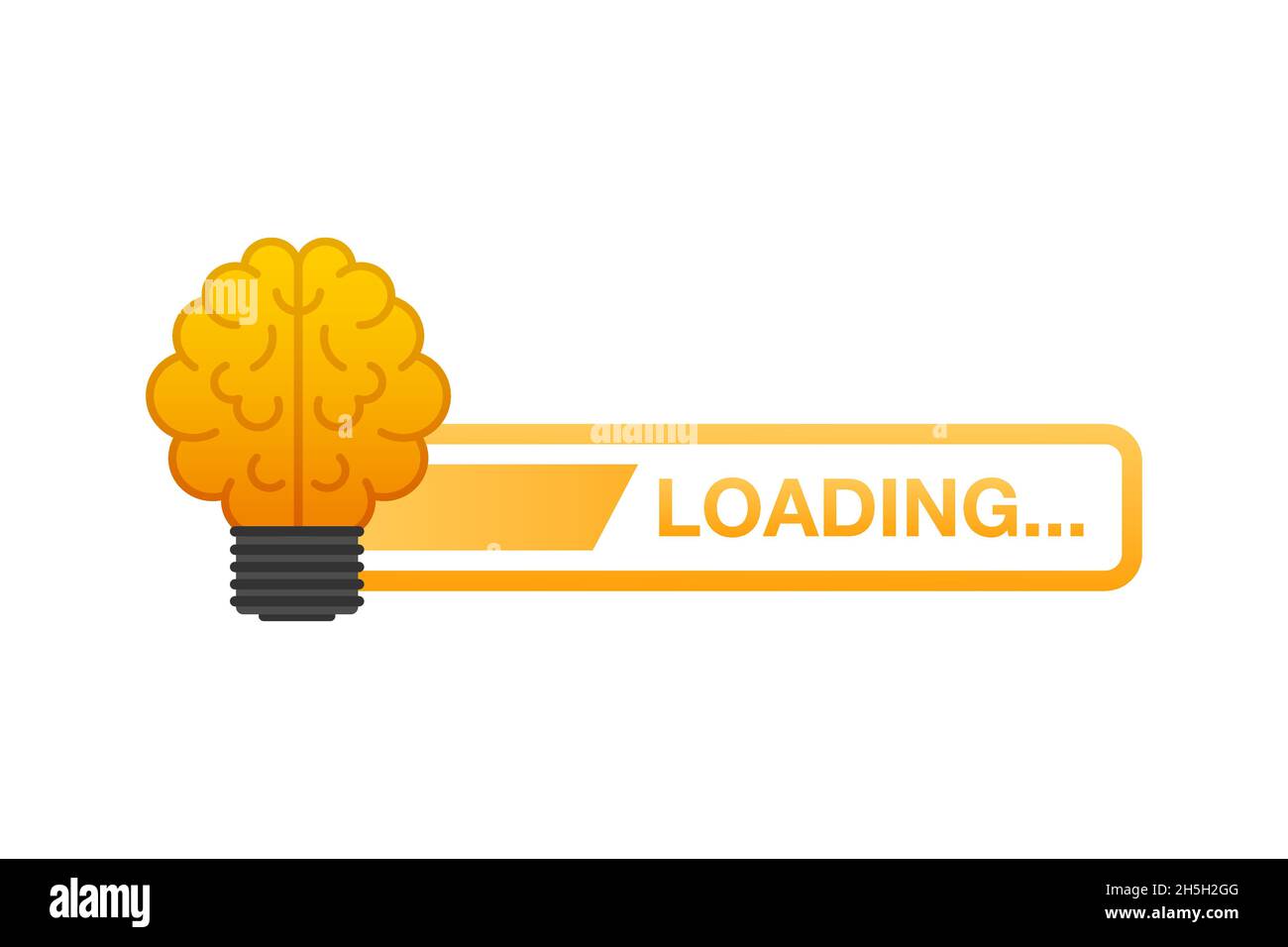 Idea loading concept with idea brain processed on a lightbulb bar ...