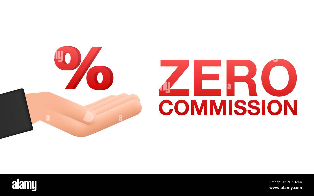 Zero commission. Design element. Red limited offer. Special offer badge ...