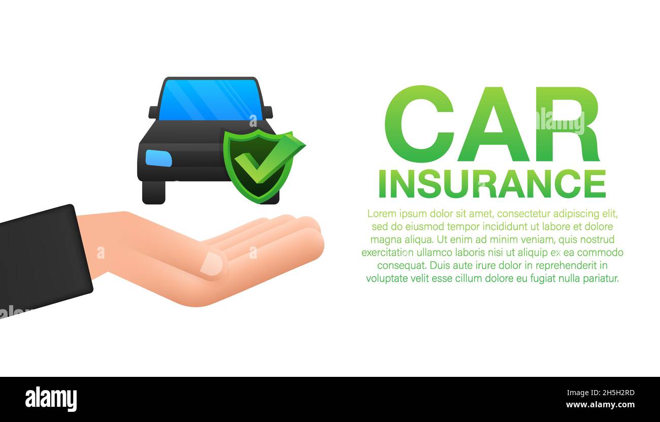 Car insurance contract document over hands. Shield icon. Protection ...