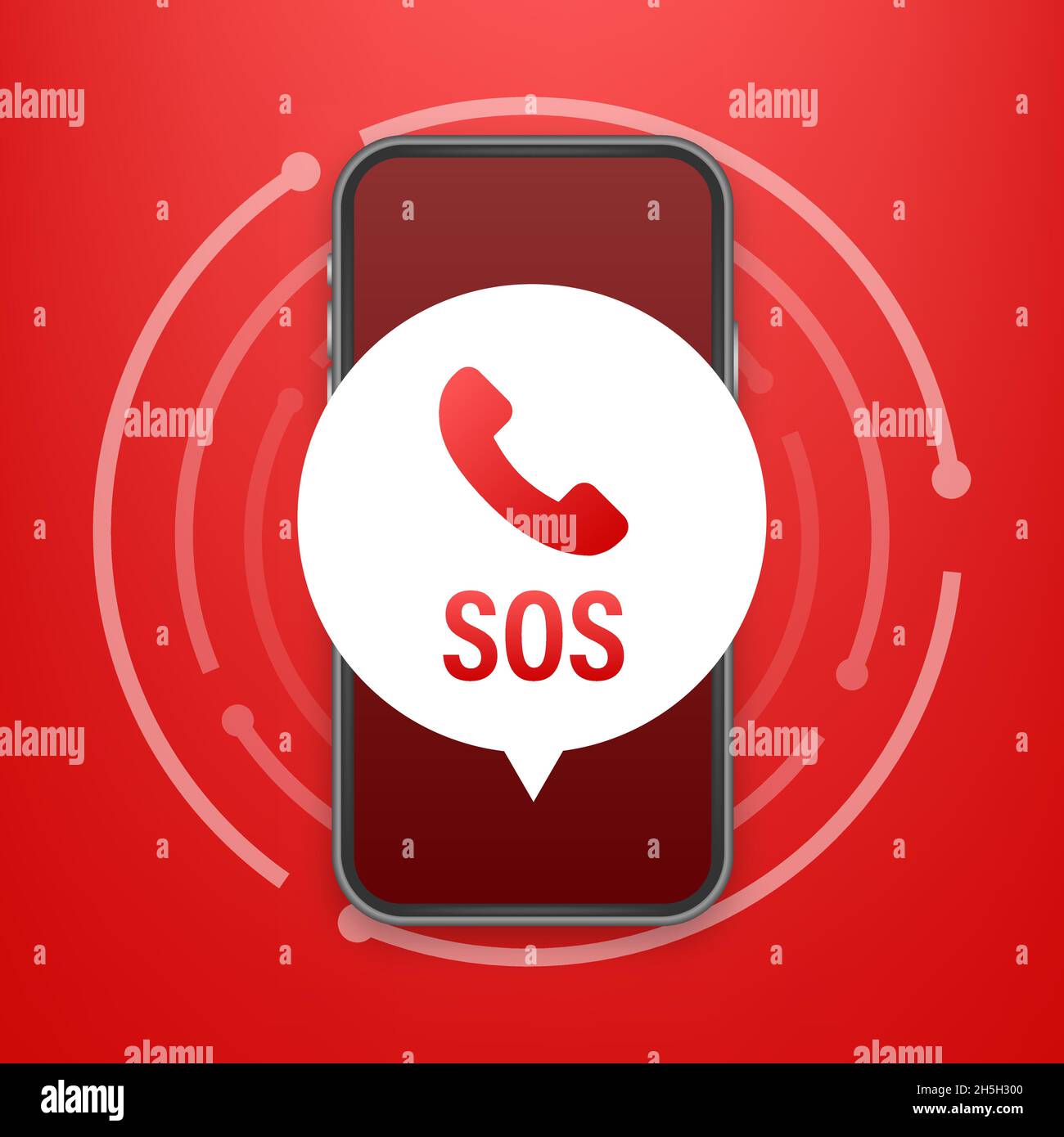 SOS emergency call. 911 calling. A cry for help. Vector stock ...