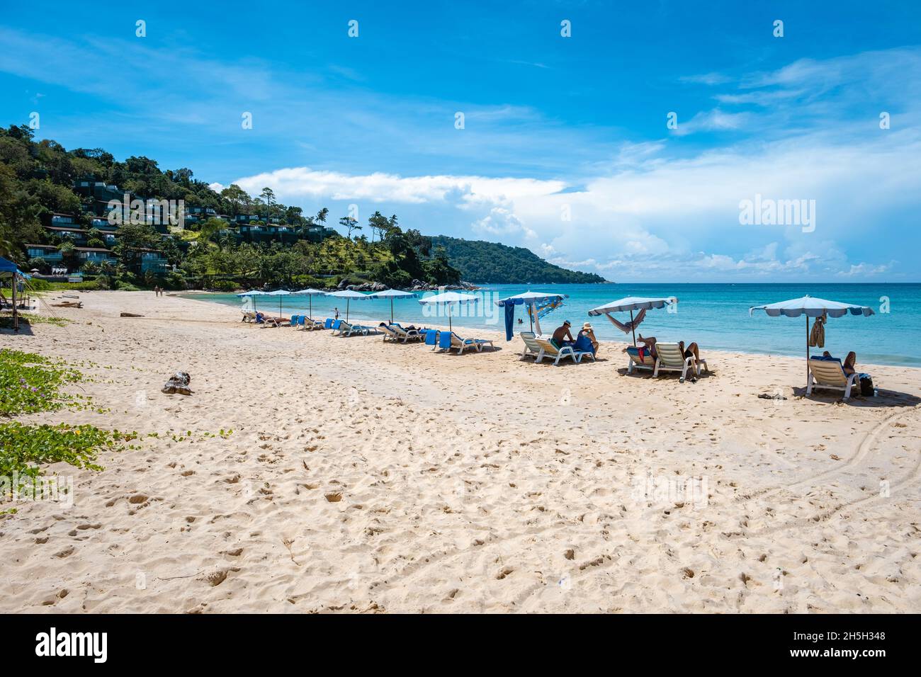 Kata Beach Phuket Thailand, a tropical beach with white golden sand and ...