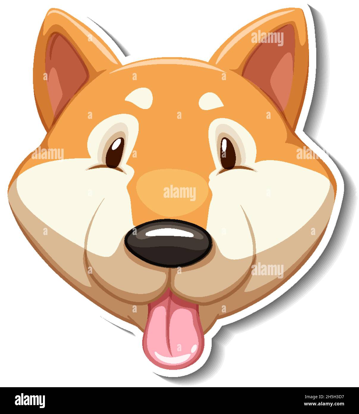A sticker template of dog cartoon character illustration Stock Vector ...