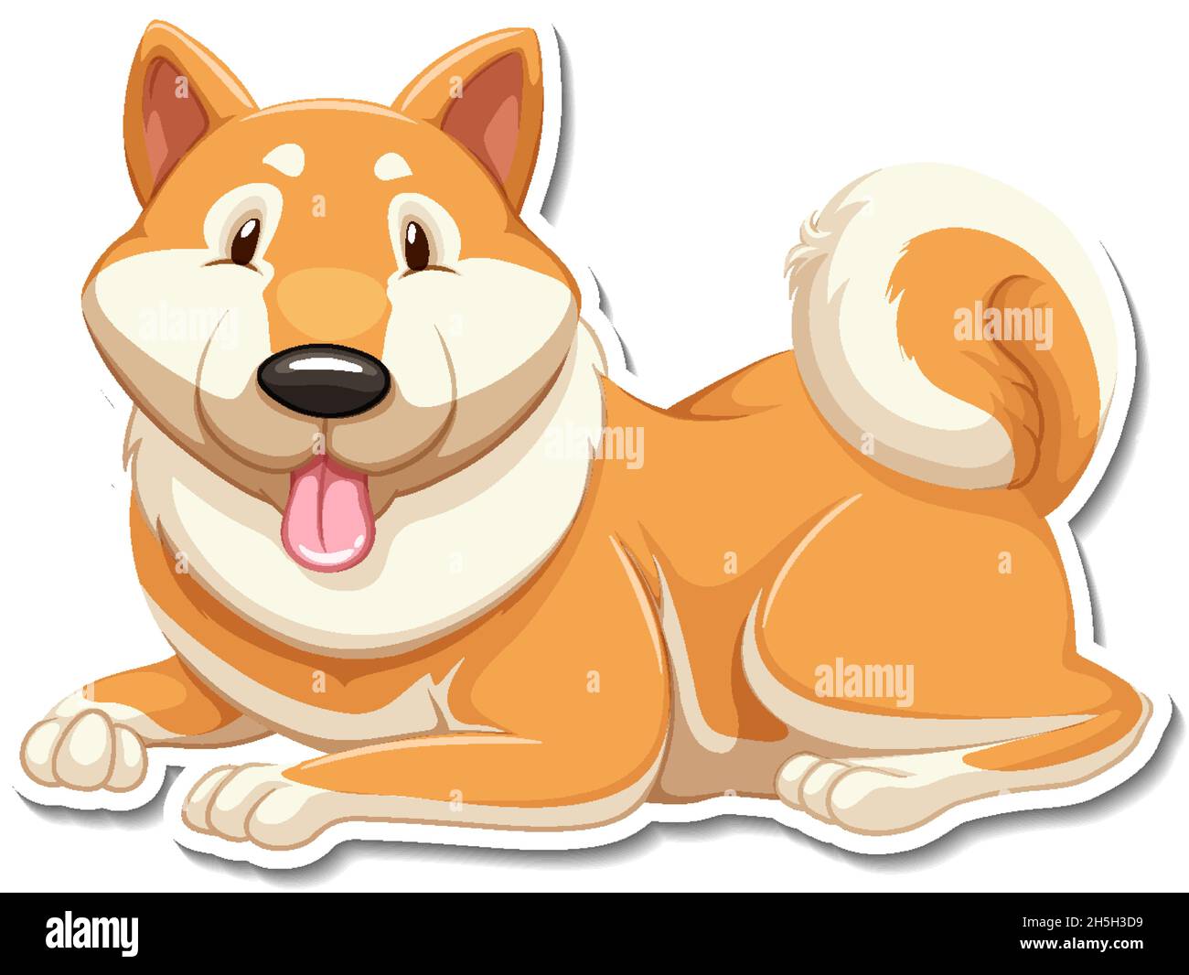 A sticker template of dog cartoon character illustration Stock Vector ...
