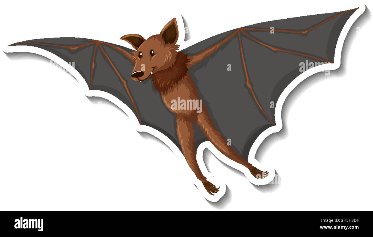 Cute bat animal cartoon sticker illustration Stock Vector Image & Art ...