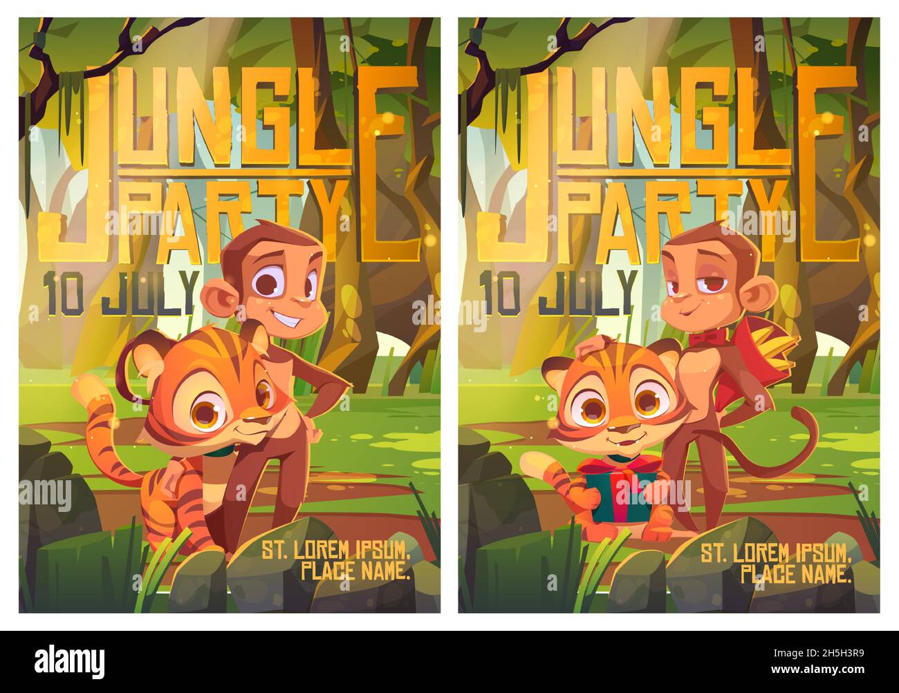 Cartoon animals of the jungle hi-res stock photography and images - Alamy