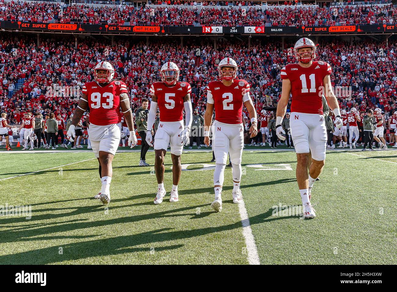 Lincoln, NE. U.S. 06th Nov, 2021. (L to R) Nebraska Cornhusker captains ...