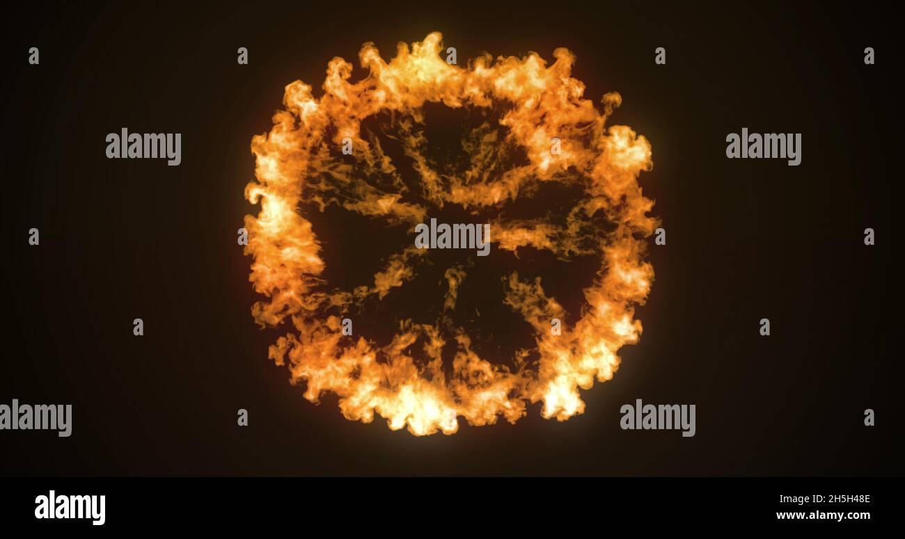 Digital image of fire burst exploding with copy space on black ...