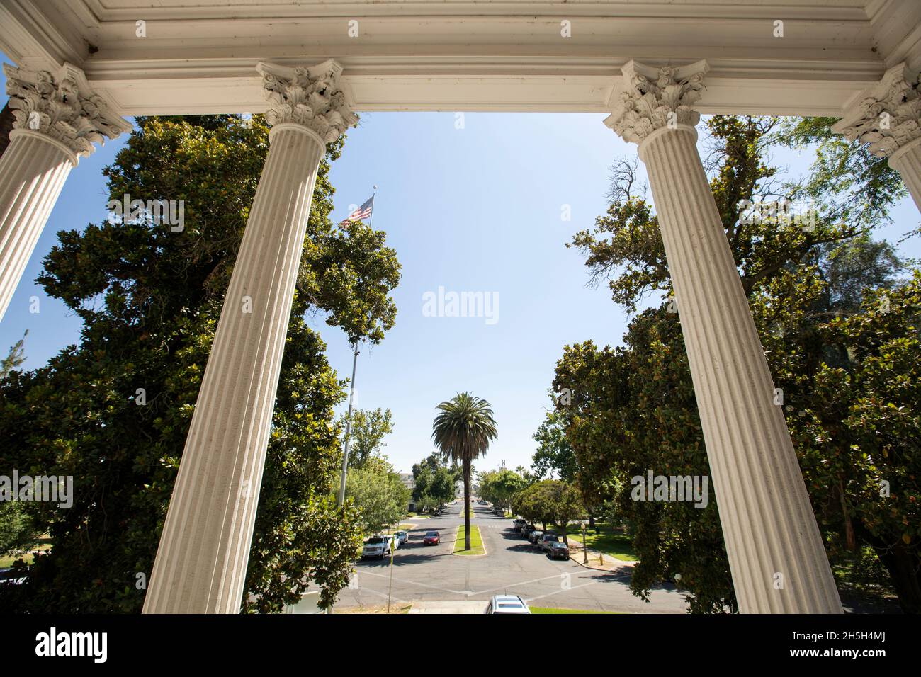 Daytime view of the historic courthouse, constructed in 1875, of Merced ...