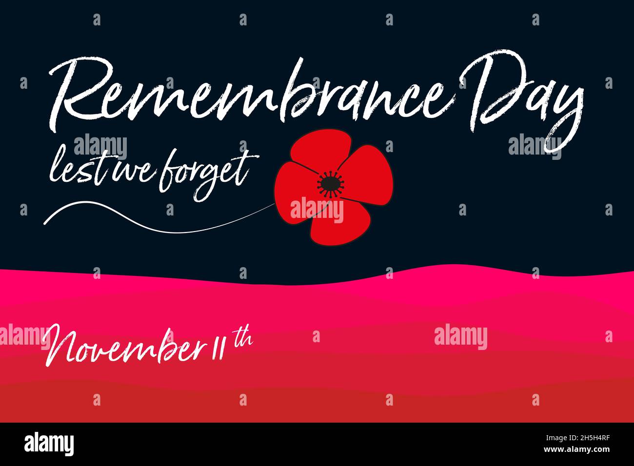 Remembrance Day Lest we forget vector illustration with a single poppy ...