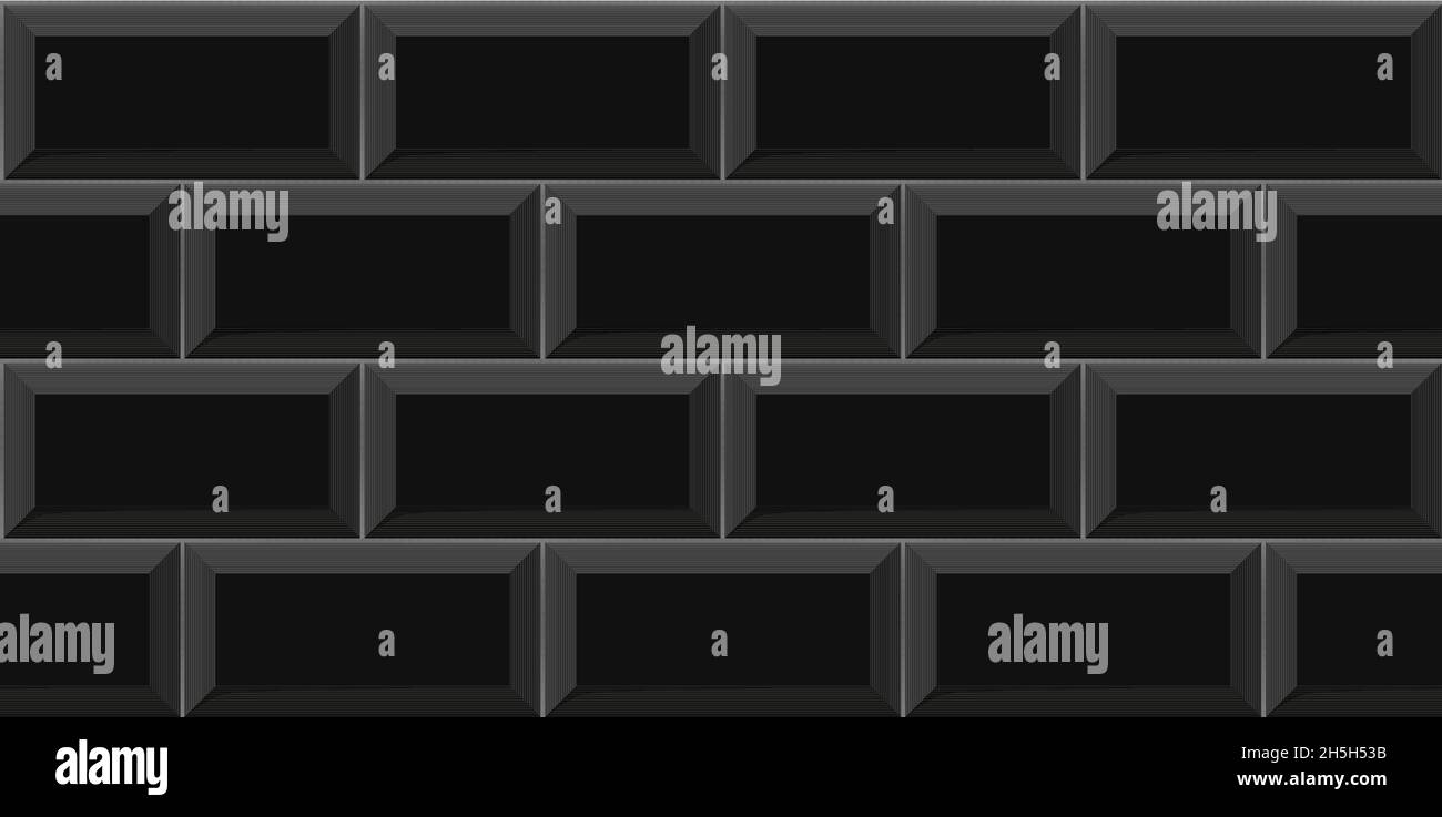 Black subway tile seamless pattern. Wall with brick texture. Vector ...