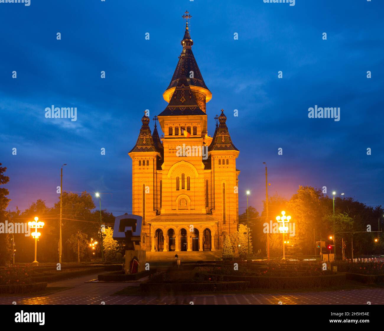 Night view of Orthodox Cathedral, Timisoara Stock Photo - Alamy