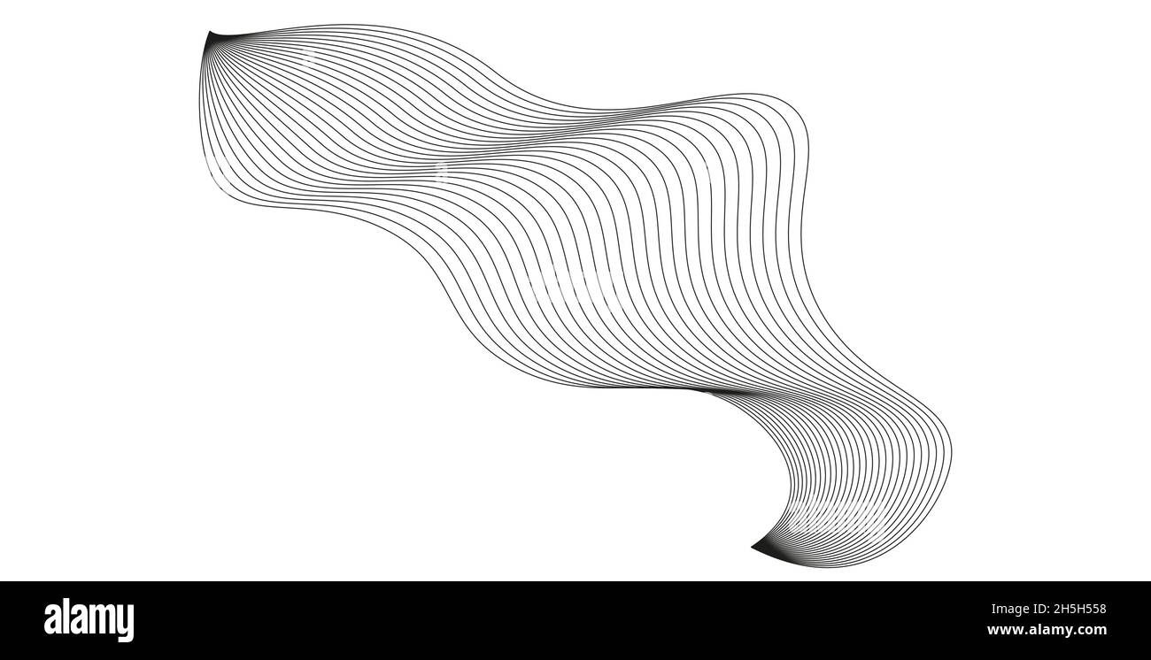 Wavy abstract stripes. Curved line vector elements for music design ...