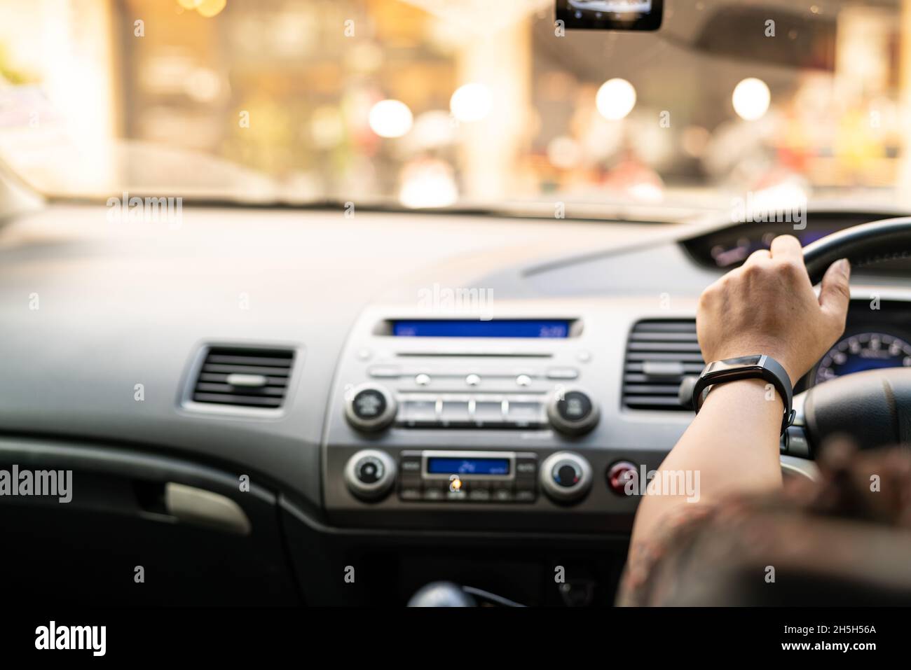 Safe drive, speed control and security distance on the road, driving ...