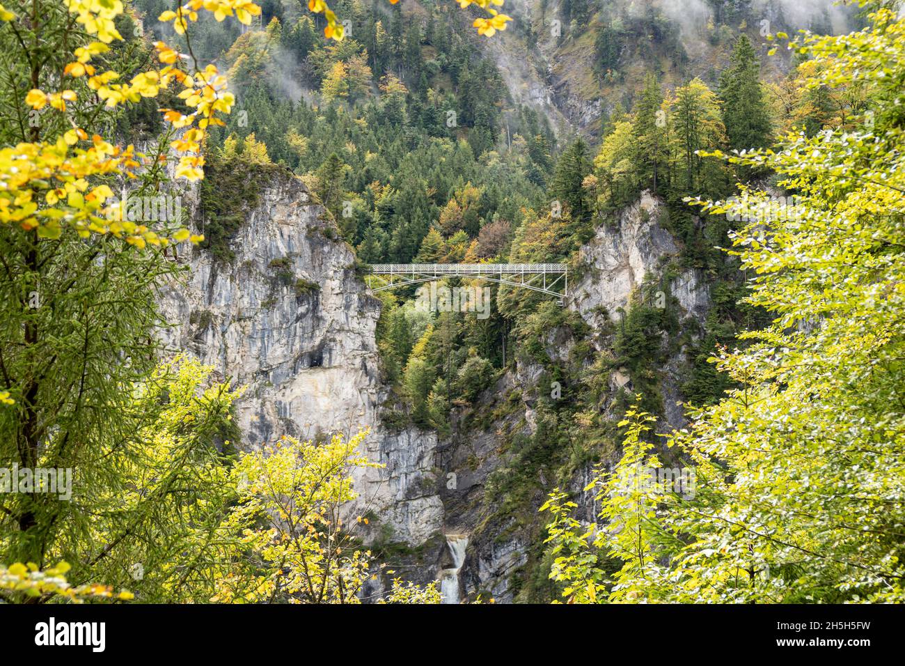 Beautiful aerial view of Neuschwansteinbridge, Germany between ...