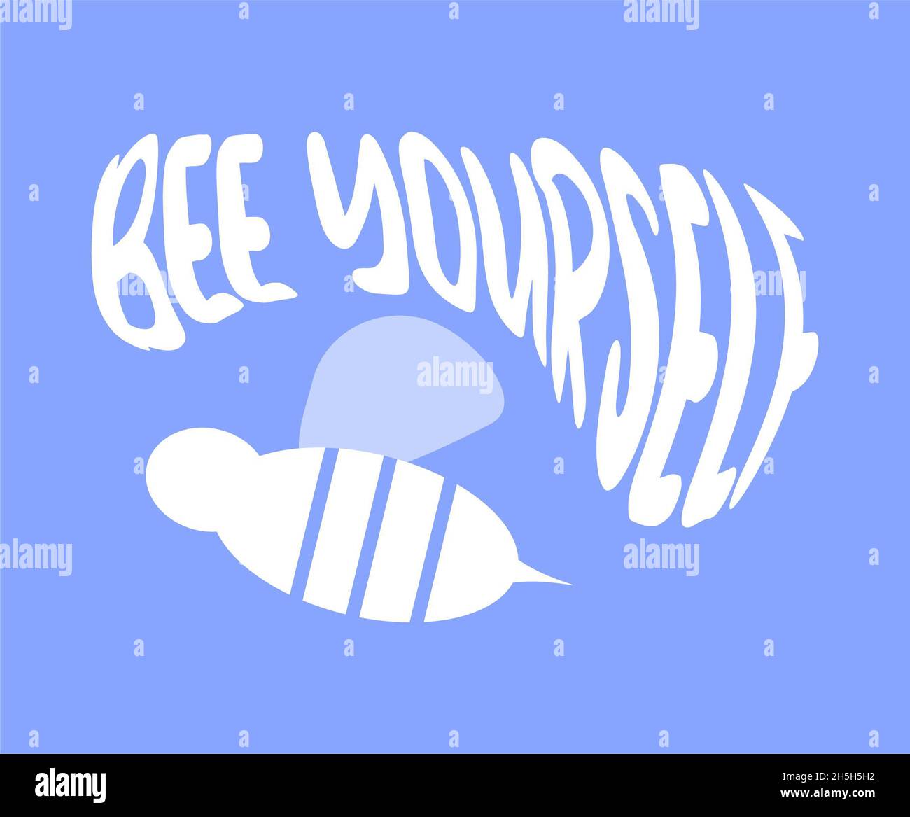 Funny bee in monochromatic purple with wiggle text bee yourself ...