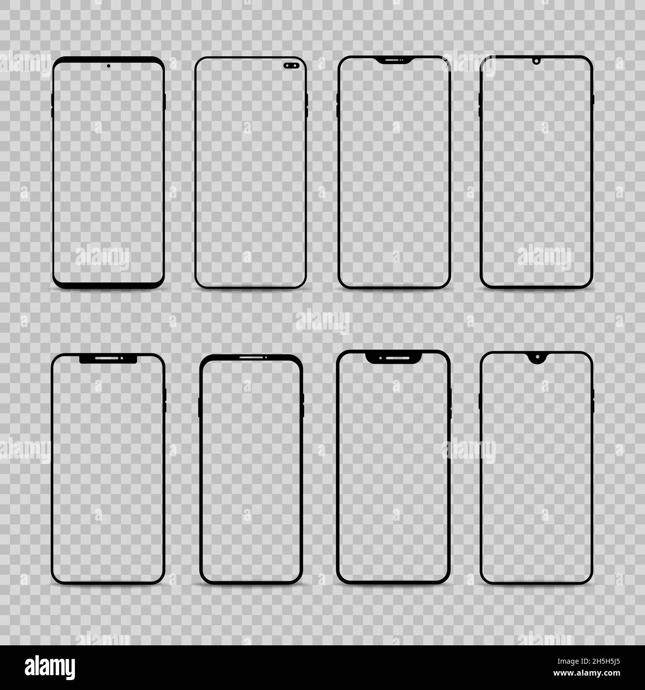 Smartphone frames template on transparent background Stock Vector Image ...