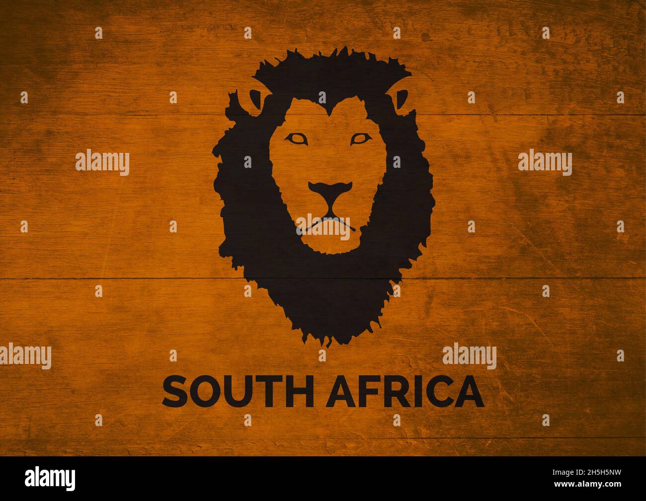 the symbol of lion from South Africa and the typography of the south ...