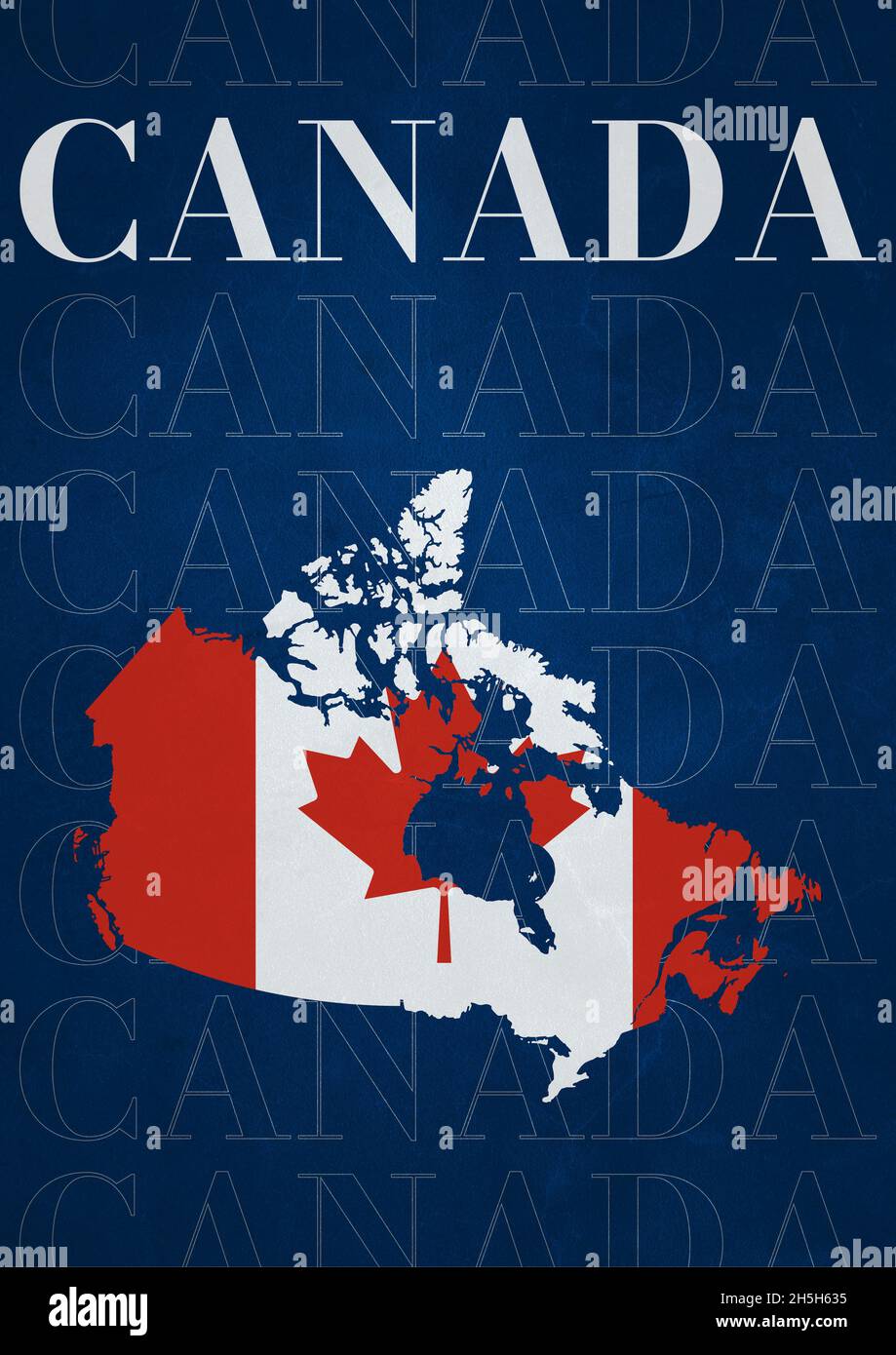 canadian Illustration with map country shape and flag with symbolic ...