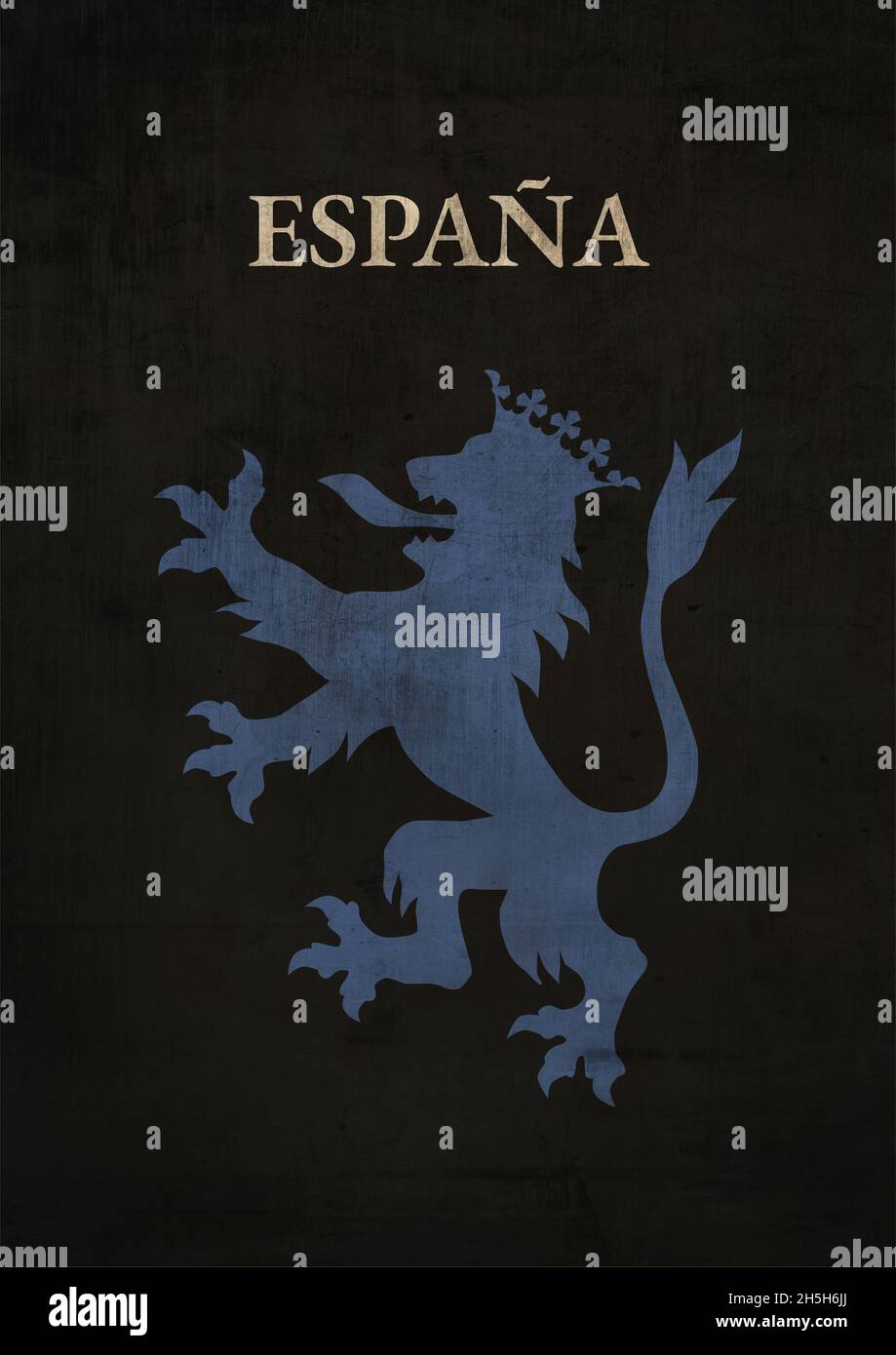 the symbol of lion from Spain and the typography of the spanish country ...