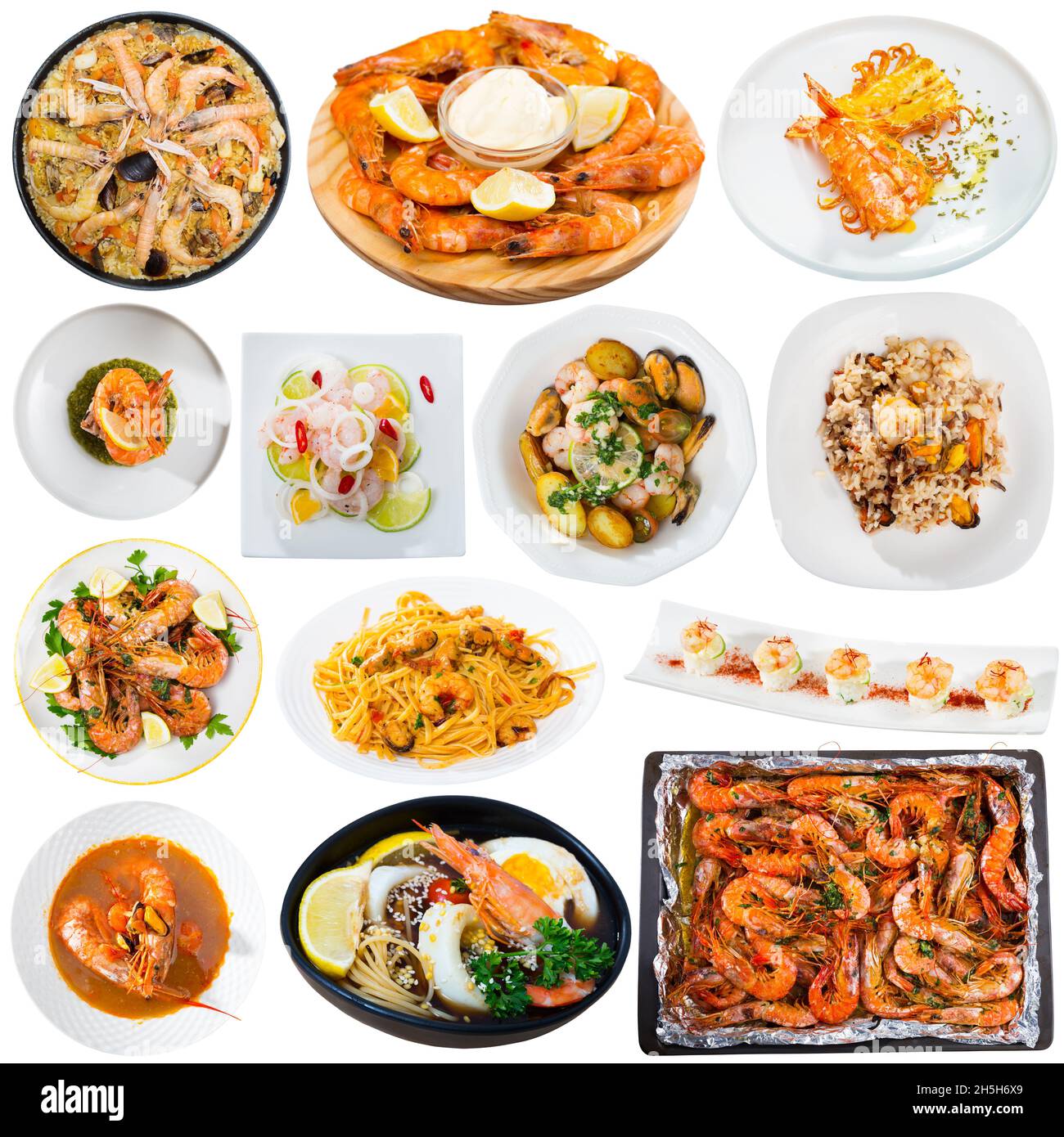 Seafoods collage hi-res stock photography and images - Alamy