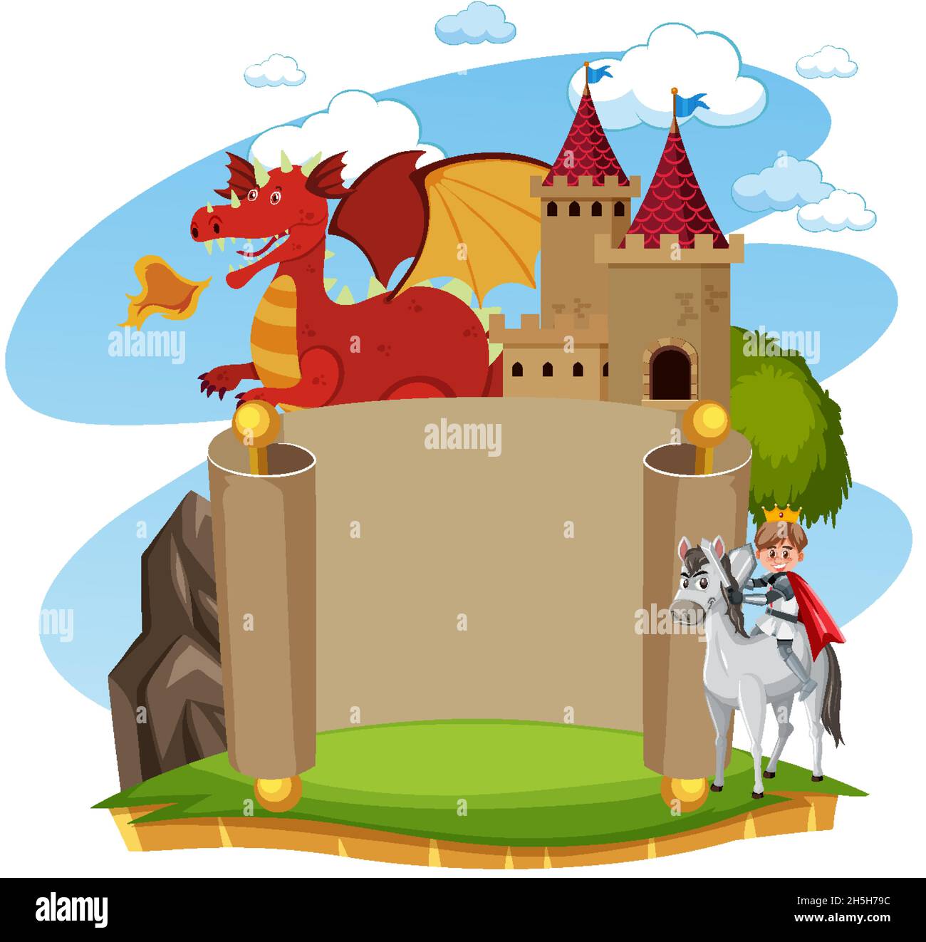 Paper roll template medieval theme illustration Stock Vector Image ...