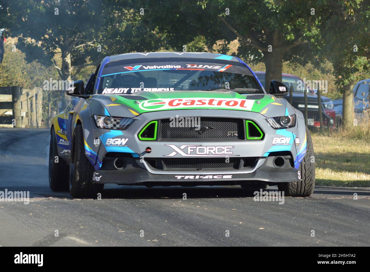 Ford Mustang drifting at the Leadfoot Festival, NZ 9th Feb 2020 Stock ...
