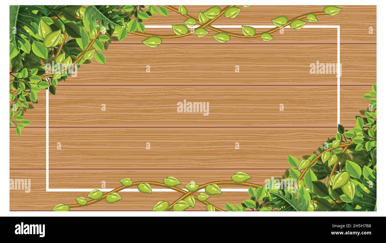 A horizontal frame of green foliage template illustration Stock Vector ...