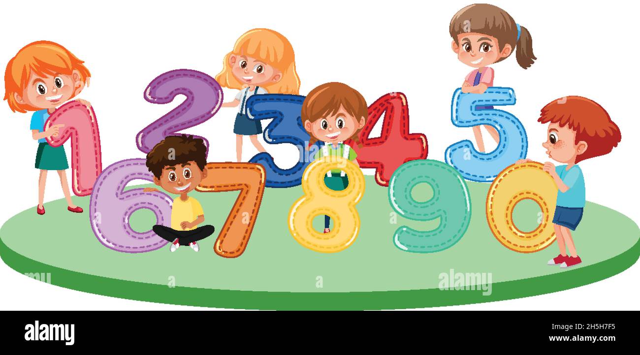 Children with math number font illustration Stock Vector Image & Art ...