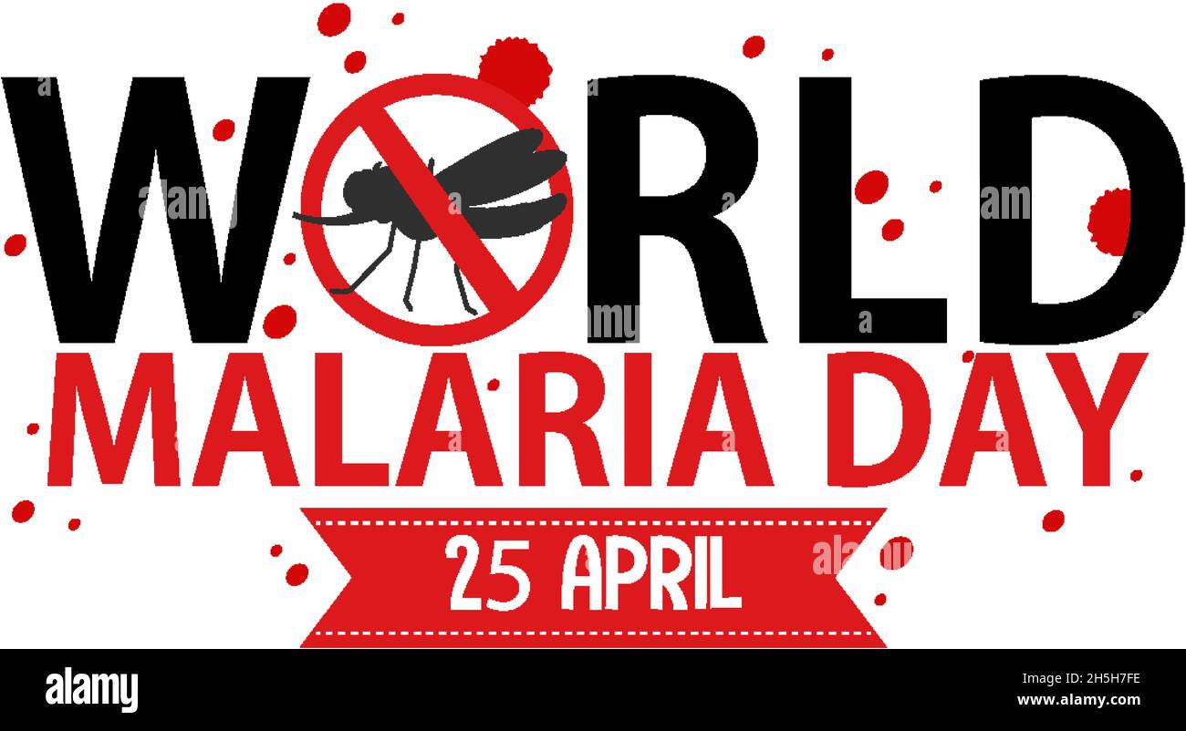 Stop Malaria logo or banner with mosquito on world map background ...
