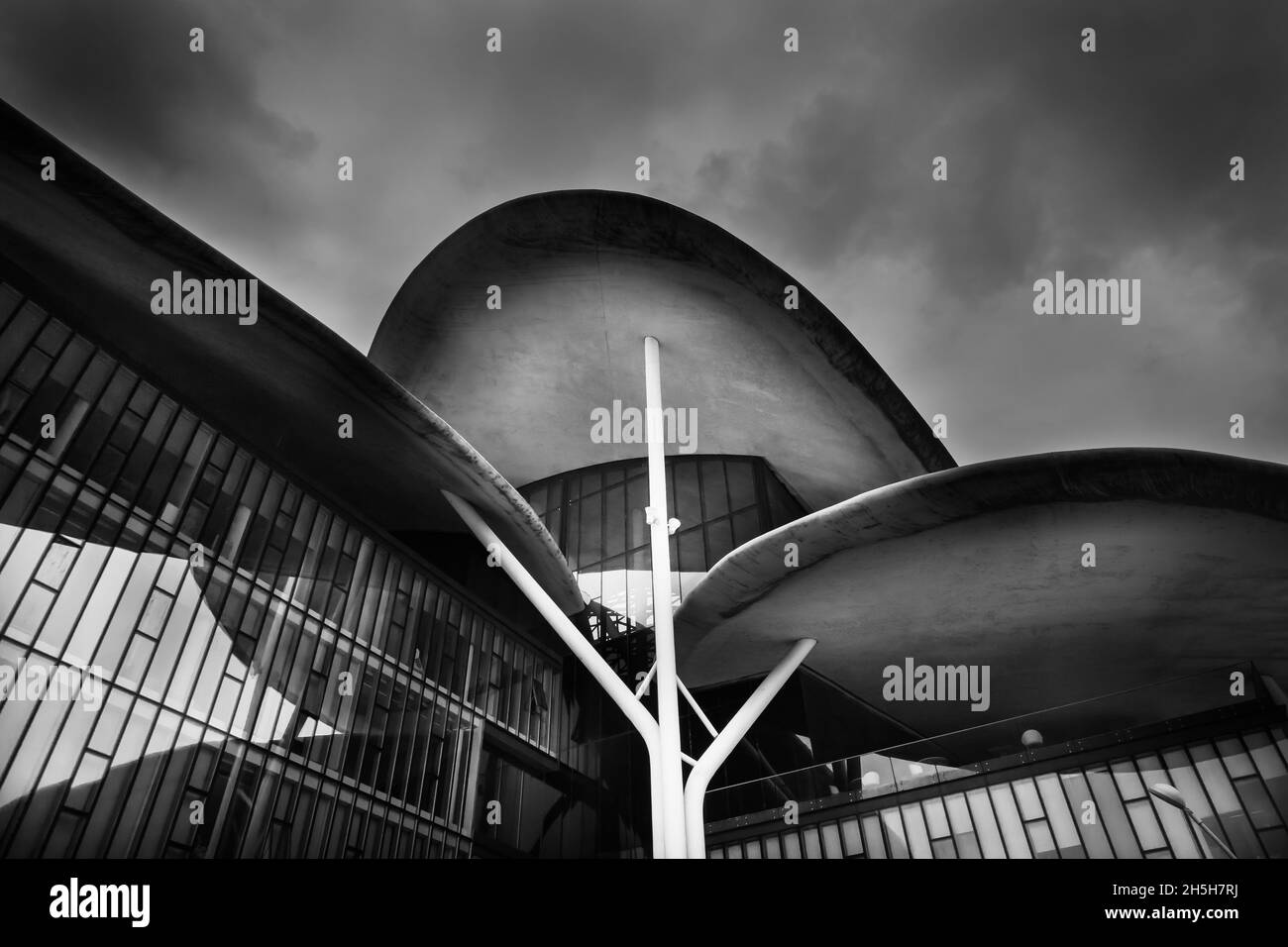 Exterior of modern building on cloudy day Stock Photo - Alamy