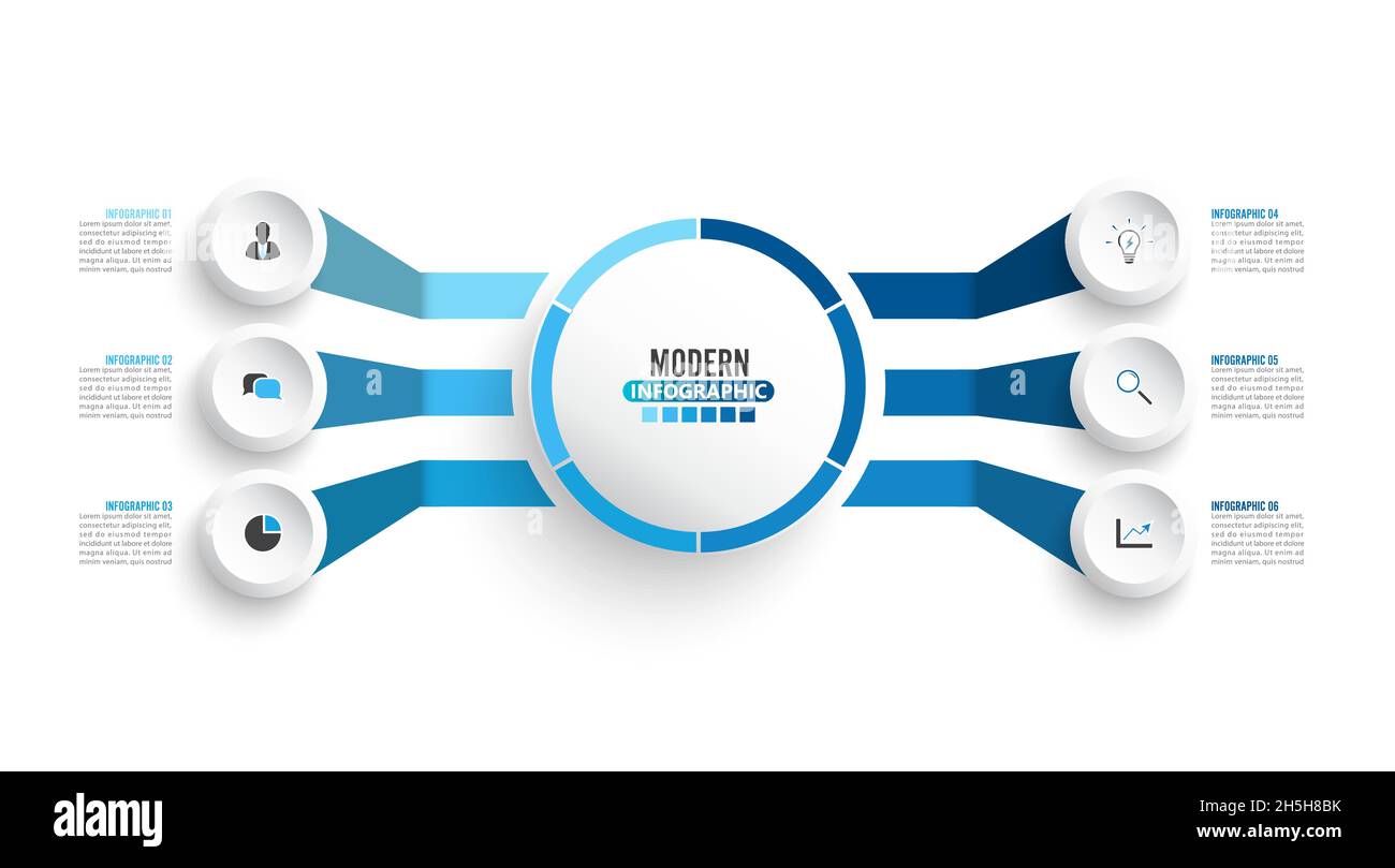 Six parts circle infographic Cut Out Stock Images & Pictures - Alamy