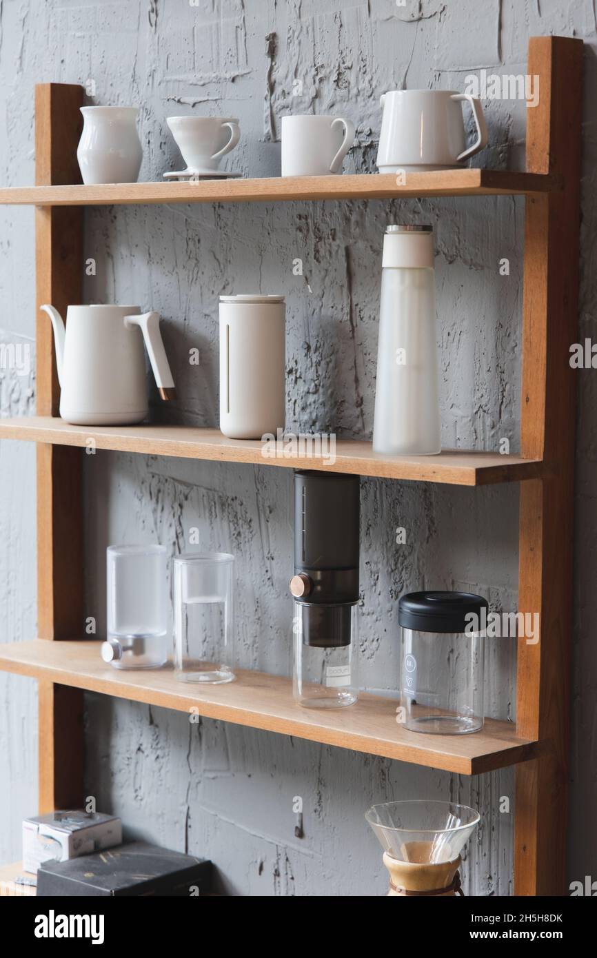 Layout in a loft style in dark colors open space interior view of ...