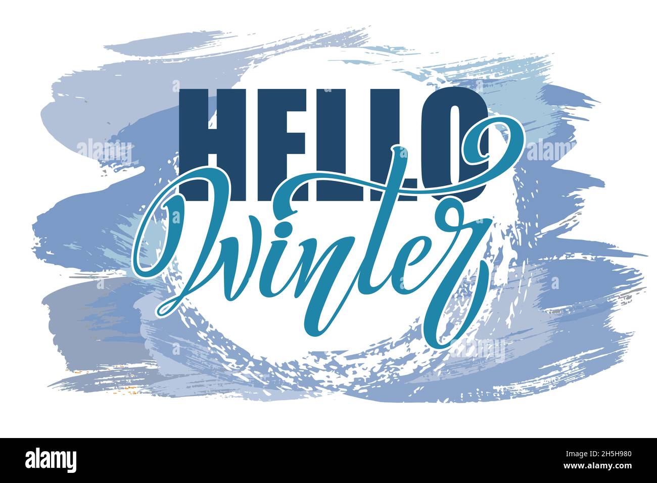 Hello winter hand lettering calligraphy. Vector holiday illustration ...