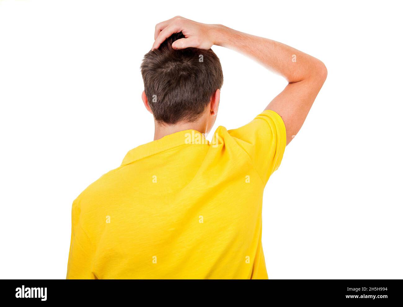 Man back view scratching head hi-res stock photography and images - Alamy