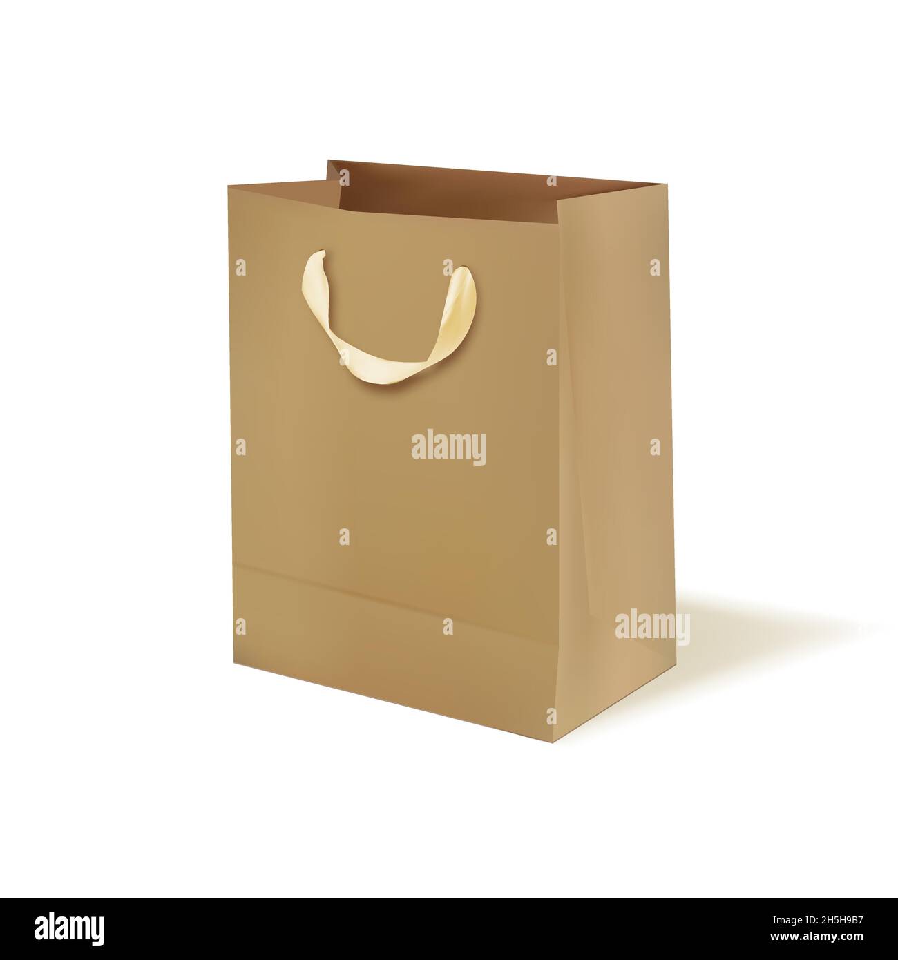 Vector Shopping Bag. Brown realistic paper bag. 3D illustration Stock ...