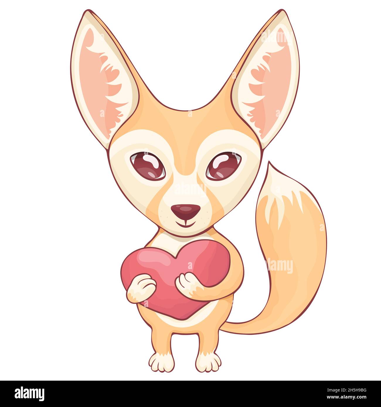 Fox Fenech funny cute cartoon hand drawing, animal character, mascot ...