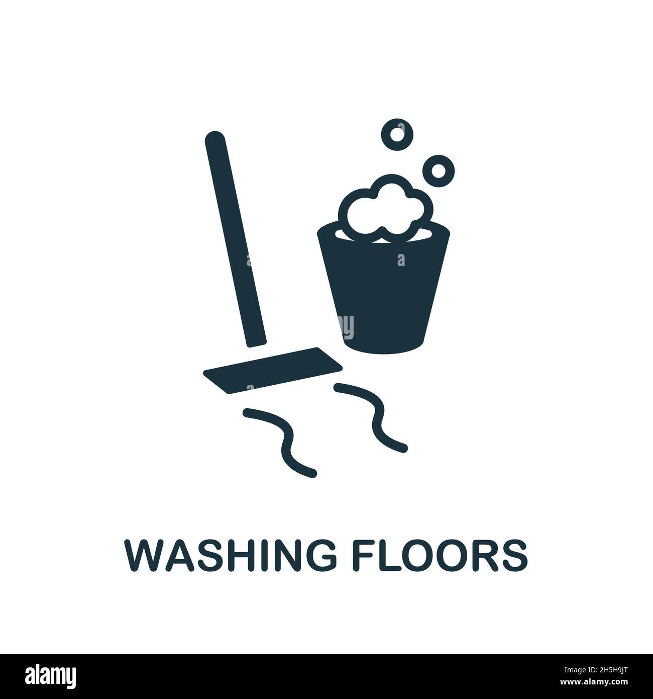 Washing Floors icon. Monochrome sign from cleaning collection. Creative ...